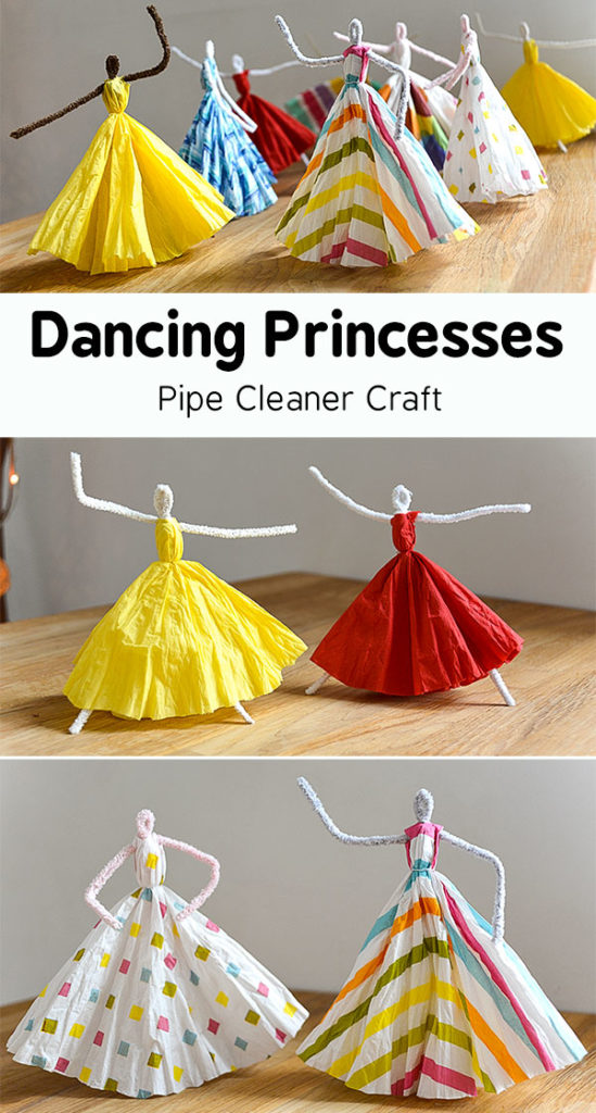 Paper Napkin Dancing Princesses Pipe Cleaner Craft