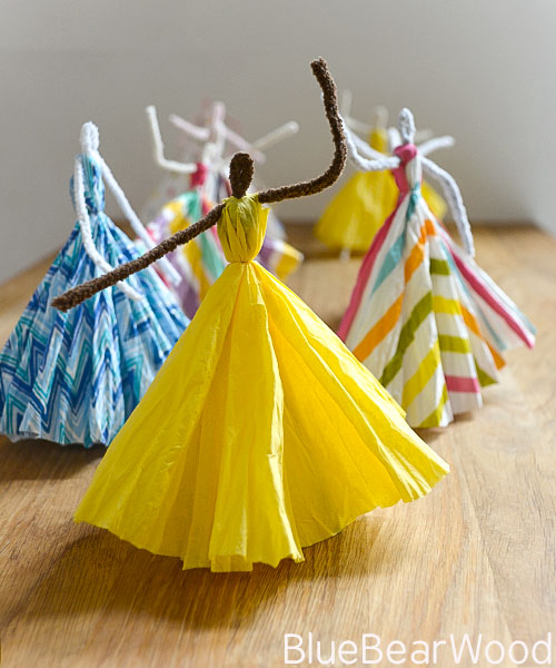 Paper Napkin Dancing Princesses Pipe Cleaner Craft